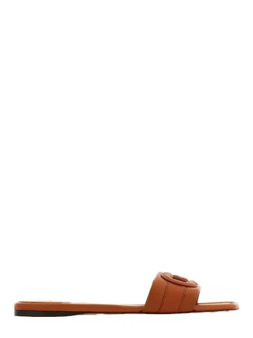 FERRAGAMO Flat Slide With Gancini Ornament - Gold