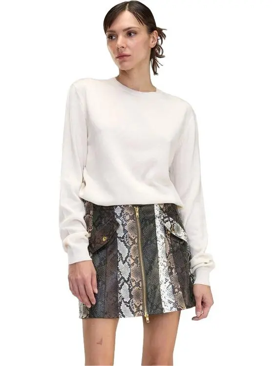 Cynthia Rowley Snake-embossed Vegan Leather Mini Skirt - Stripe