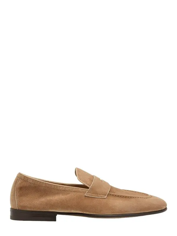 Brunello Cucinelli Suede Penny Loafers - Brown