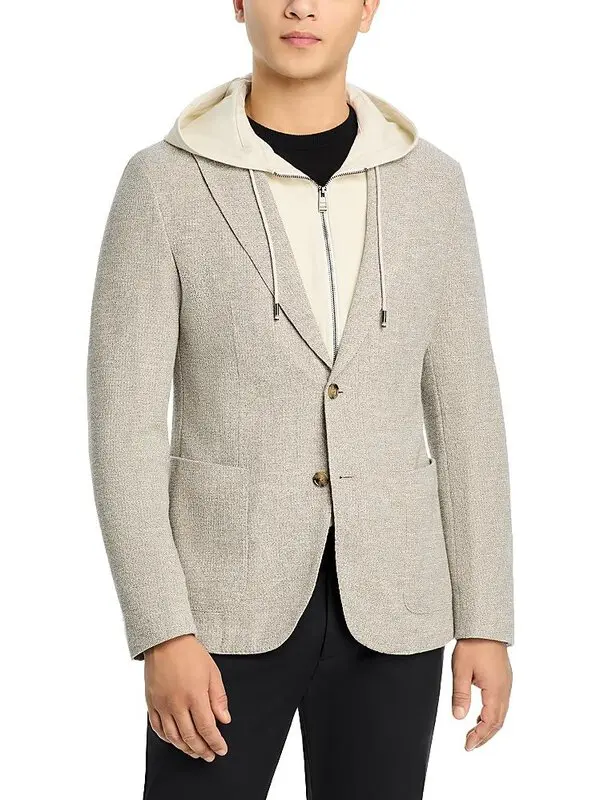 Hugo Boss Hanry Slim-fit Sport Coat With Removable Hood - Light Beige