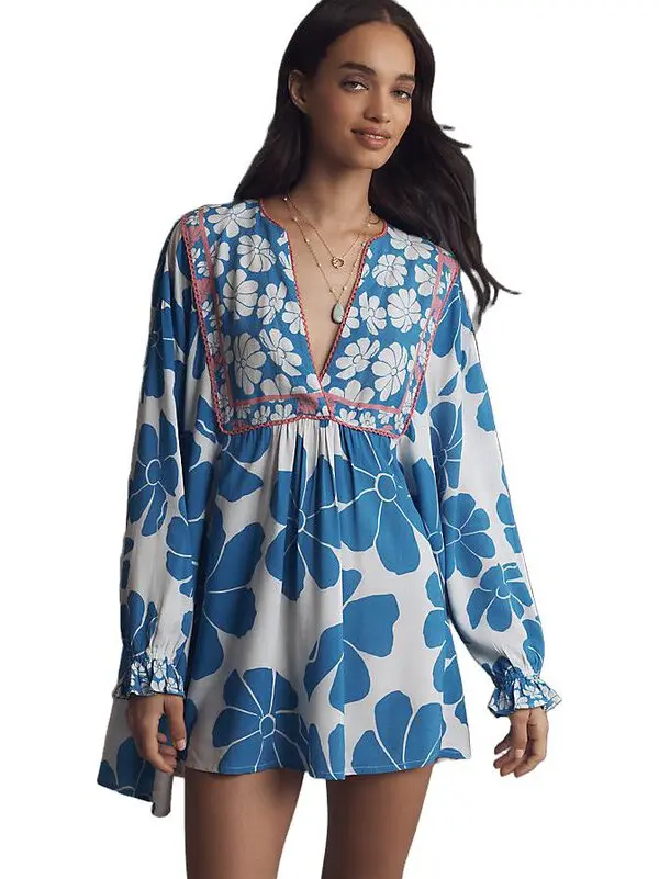 CONDITIONS APPLY Floral Kaftan - Blue Pattern