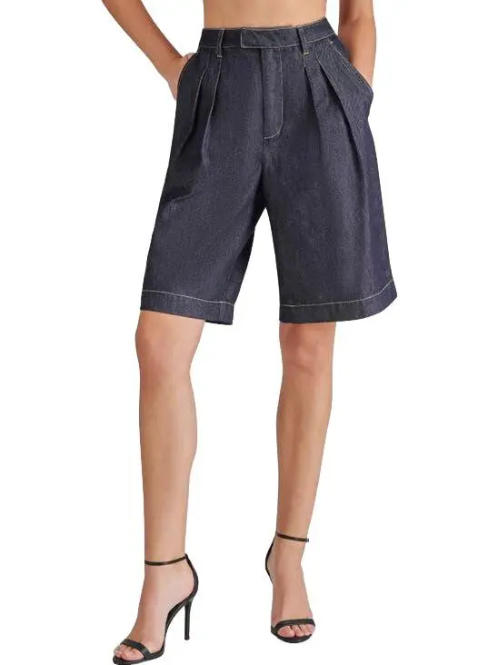 Steve Madden Ivana Denim Bermuda Shorts - Dark Indigo