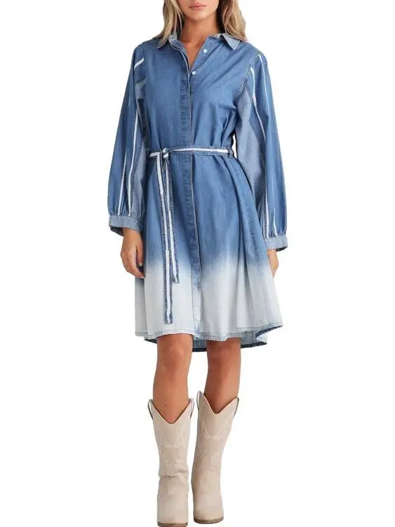 TALISMAN THE LABEL Stella Long Sleeve Denim Dress - Ombre Denim