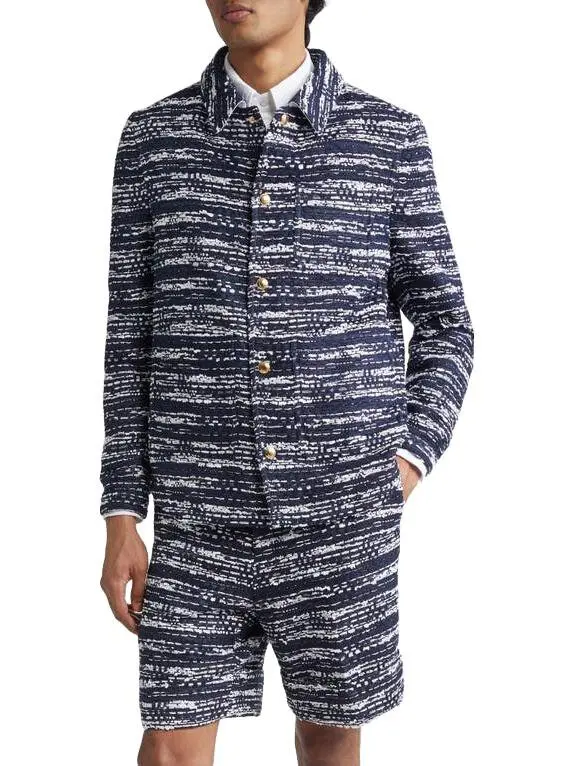 Thom Browne Tweed Utility Shirt Jacket - Navy