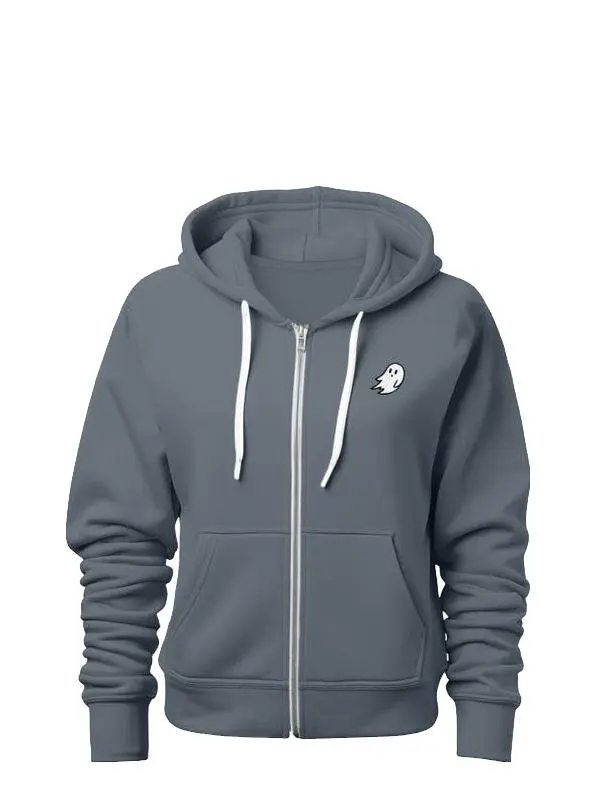 DALIX Embroidered Zip-up Hoodie - Steel Blue