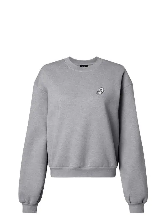 DALIX Spook-a-latte Relaxed Fleece Sweatshirt - Heather Gray