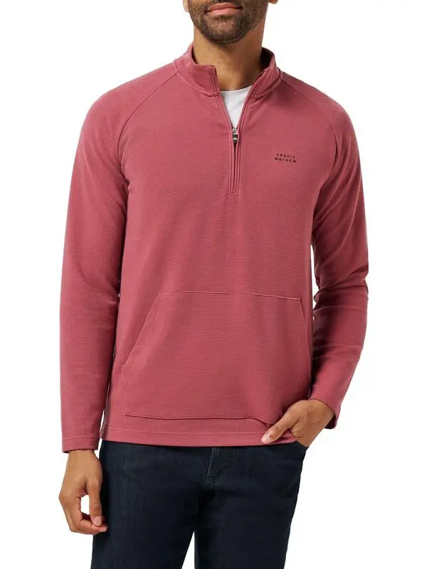 Travis Mathew Thermal Quarter Zip Pullover - Roan Rouge