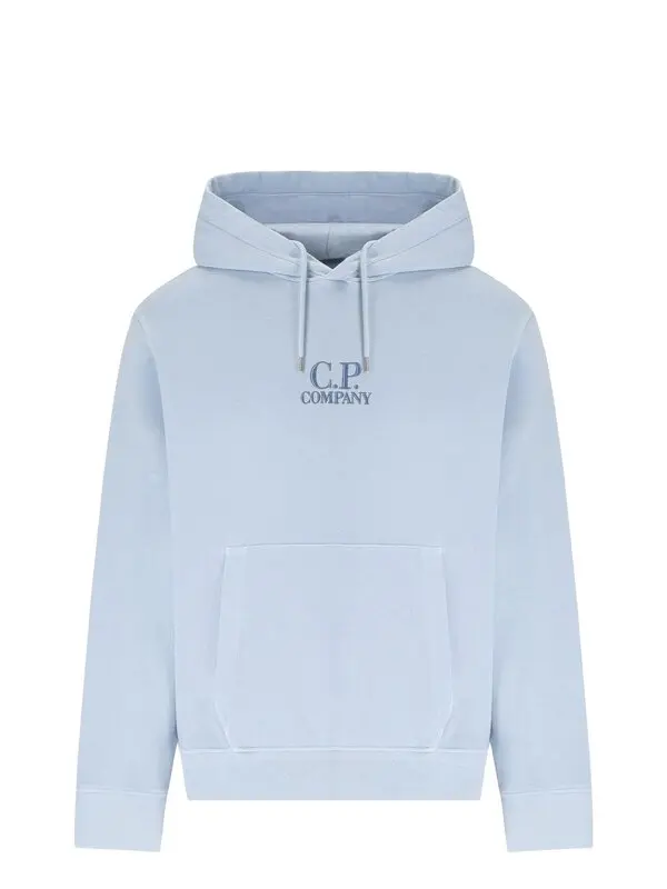 C.P. COMPANY Brushed Cotton Hoodie - Light Blue