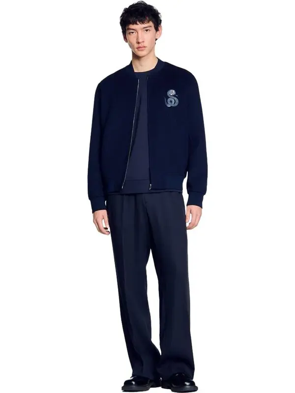 Sandro Snake-detail Double-faced Jacket - Midnight Blue