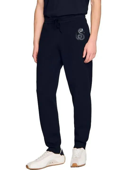 Sandro Joggers With Snake Detail - Black