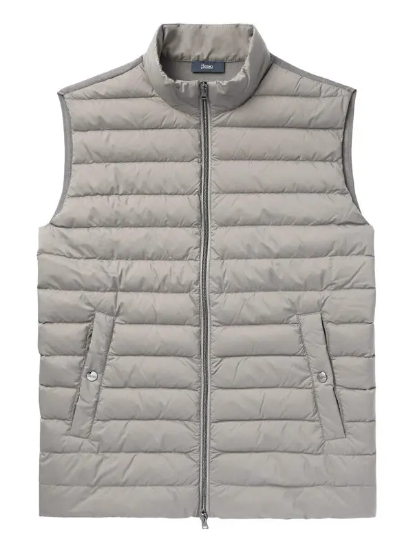 Herno Quilted Shell And Wool And Silk-blend Down Gilet - Gray