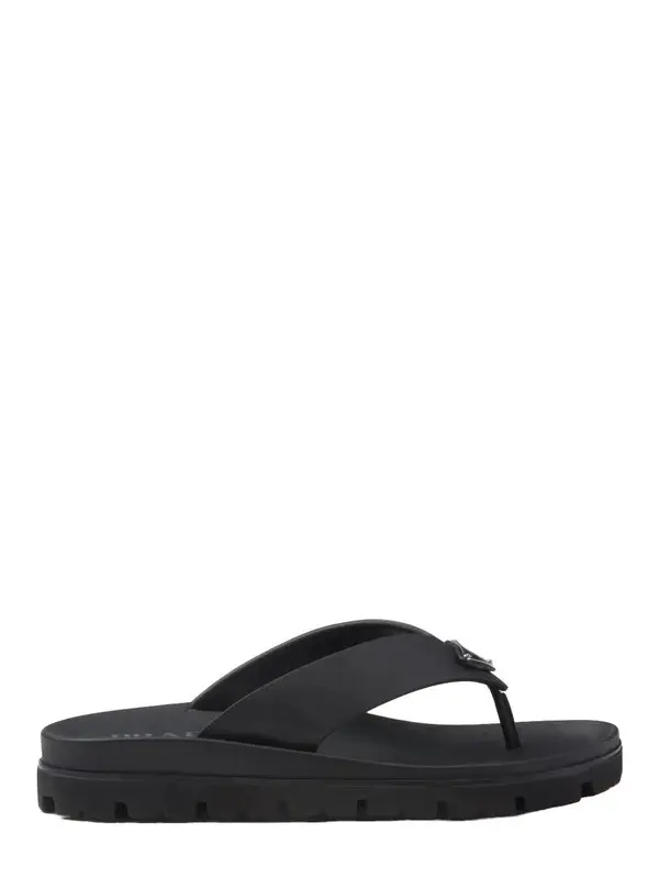 Prada Logo Flip Flops - Black