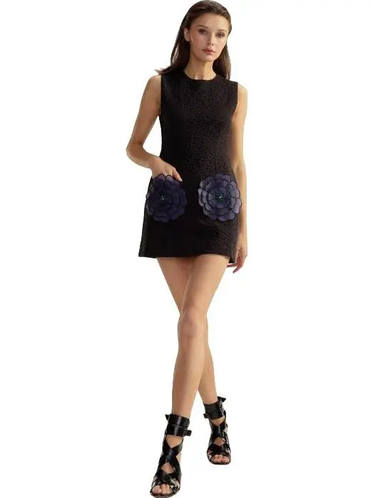Cynthia Rowley Daphne Jacquard Mini Dress - Black