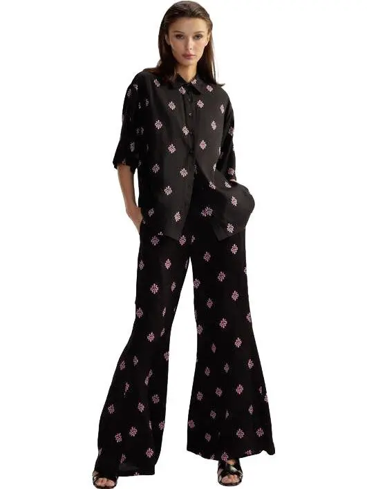 Cynthia Rowley Blake Floral Flared Pants - Black Multi