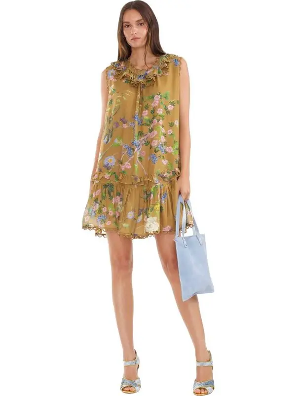 Cynthia Rowley Lilie Floral Silk Mini Dress - Golden Floral