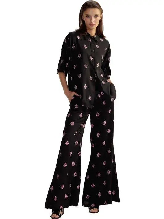 Cynthia Rowley Printed Camp Shirt - Black Multi