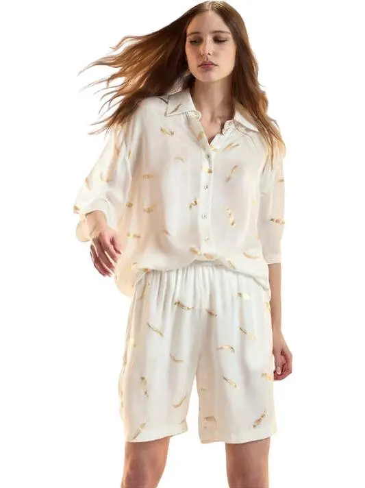 Cynthia Rowley Printed Camp Shirt - White