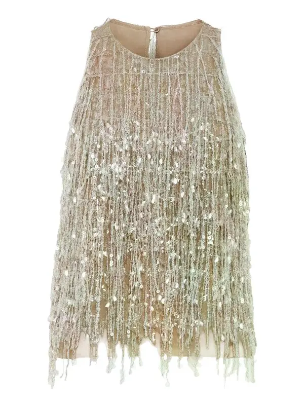 Brunello Cucinelli Waterfall-embroidery Silk Top - Neutrals