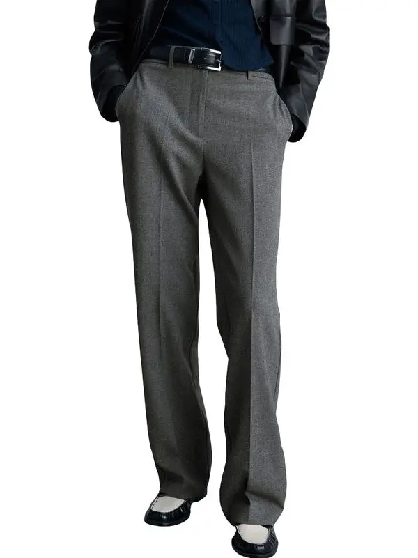 Mango Carlos Straight Leg Trousers - Grey