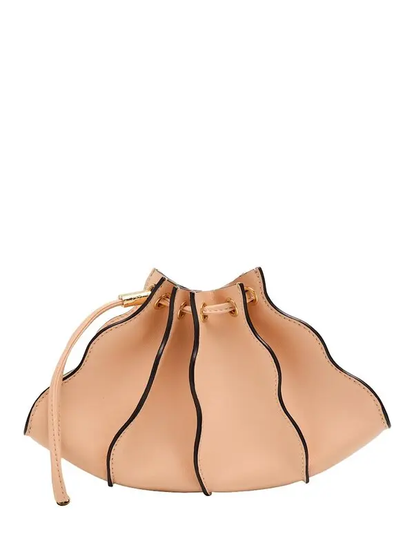 Ulla Johnson Adria Pleated Wave Leather Wristlet - Rosette