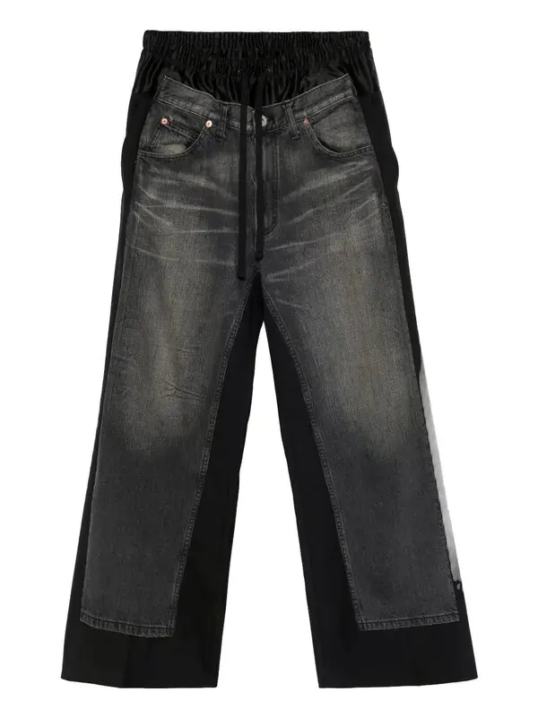Junya Watanabe X Comme Des Garçons Denim-panel Trousers - Black