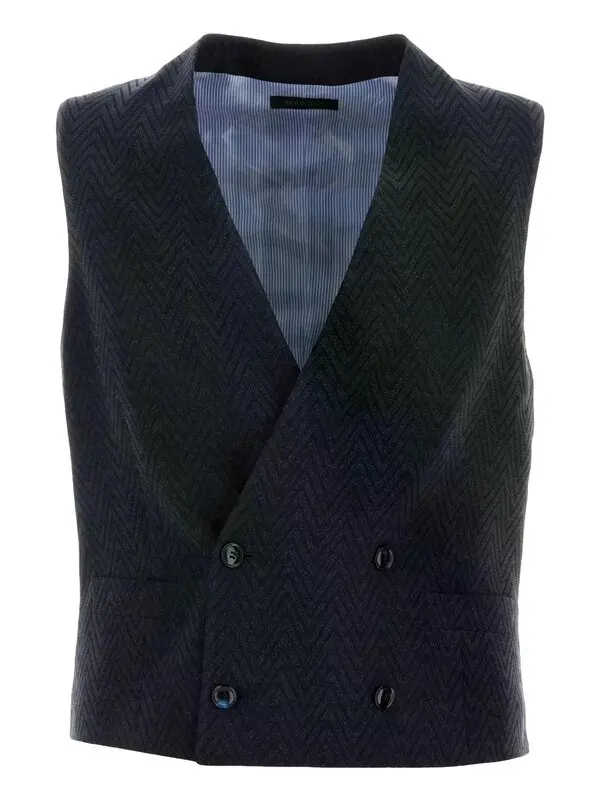 Giorgio Armani Zigzag Waistcoat - Blue