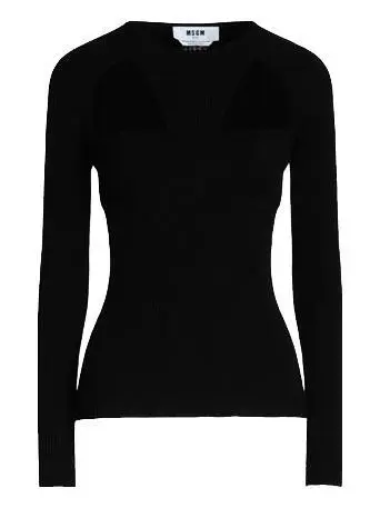 MSGM Lightweight Knit Two-tone Sweater - Black