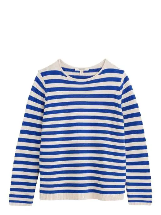 SEASALT CORNWALL Makers Stripe Rib Organic Cotton Sweater - Knit Mini Cornish Ink Chalk
