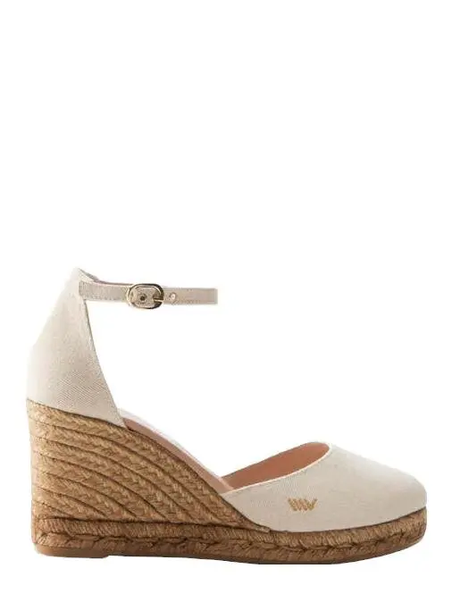 VISCATA Canvas Espadrille Wedges - Beige