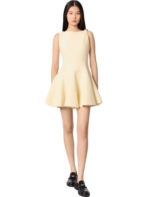 Maje Mini Tweed Skater Dress - Yellow