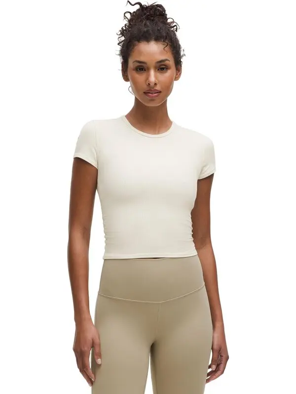 Lululemon All It Takes Back-twist Ribbed Short-sleeve Shirt - Light Ivory