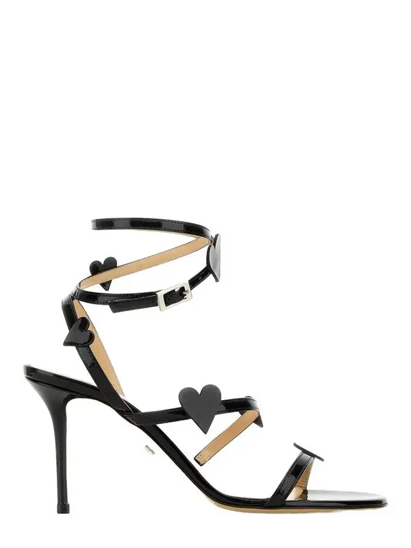 Mach & Mach Petit Coeur Patent Leather Sandals - Black