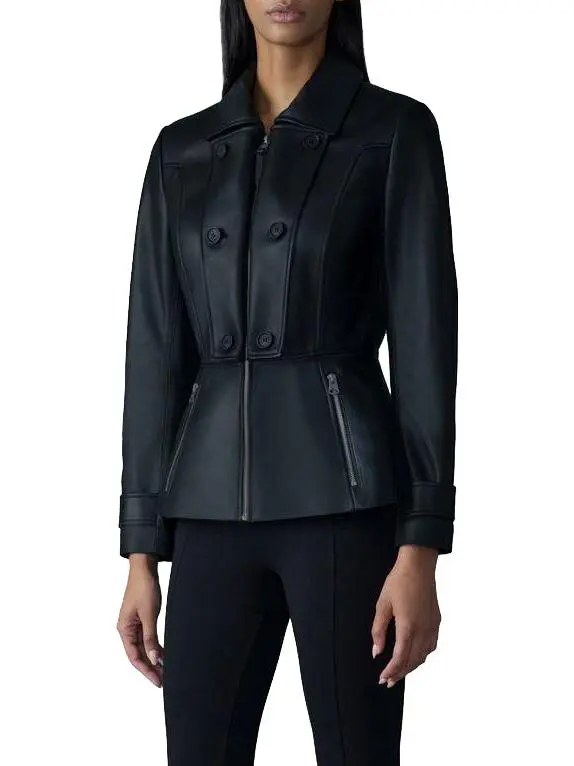 Mackage Barbara Leather Peplum Jacket - Black
