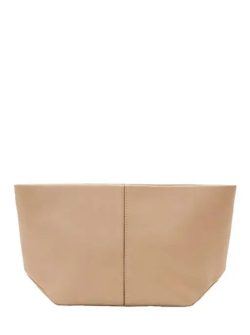 All Saints Hex Grained Leather Pouch - Mink Brown