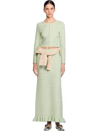 Sandro Rhinestone Cardigan - Natural