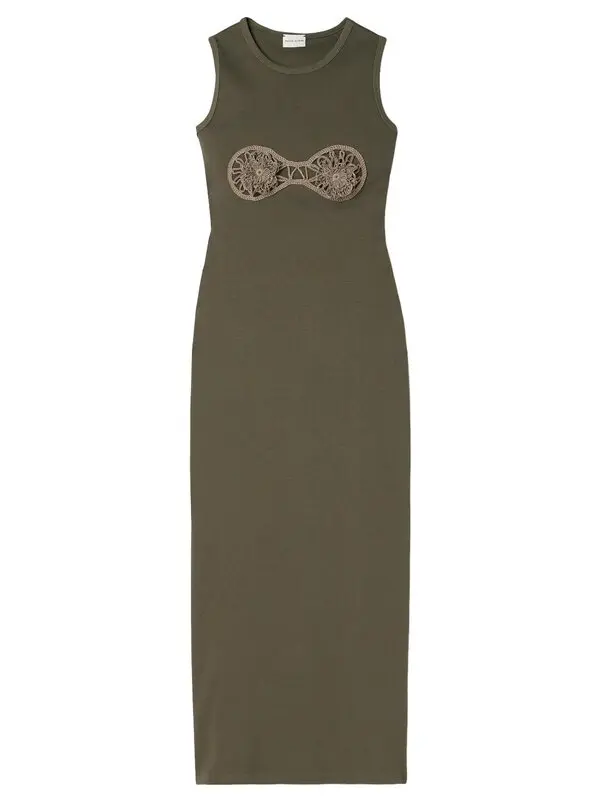 Magda Butrym Crochet-trimmed Ribbed Midi Dress - Green