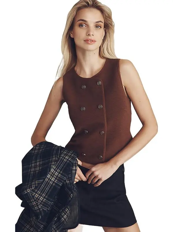 DOLAN LEFT COAST Structured Vest Top - Chocolate Brown