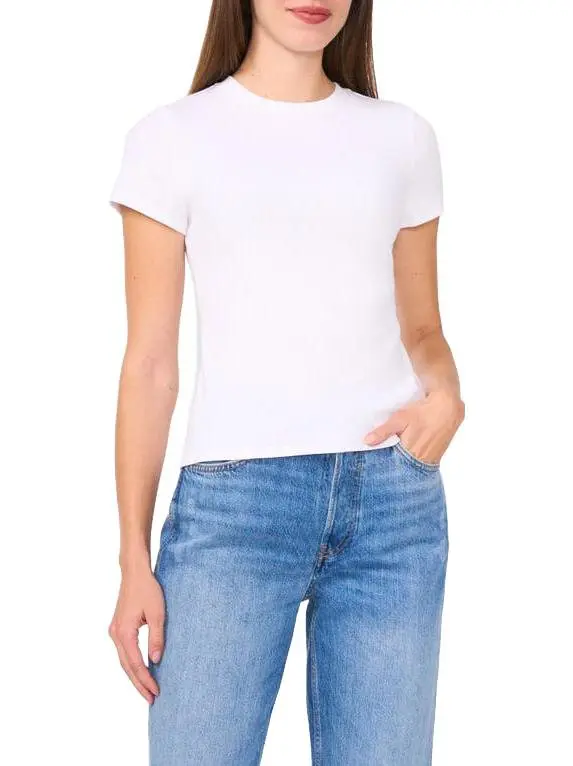 Halogen Rib Stretch Cotton T-shirt - Bright White