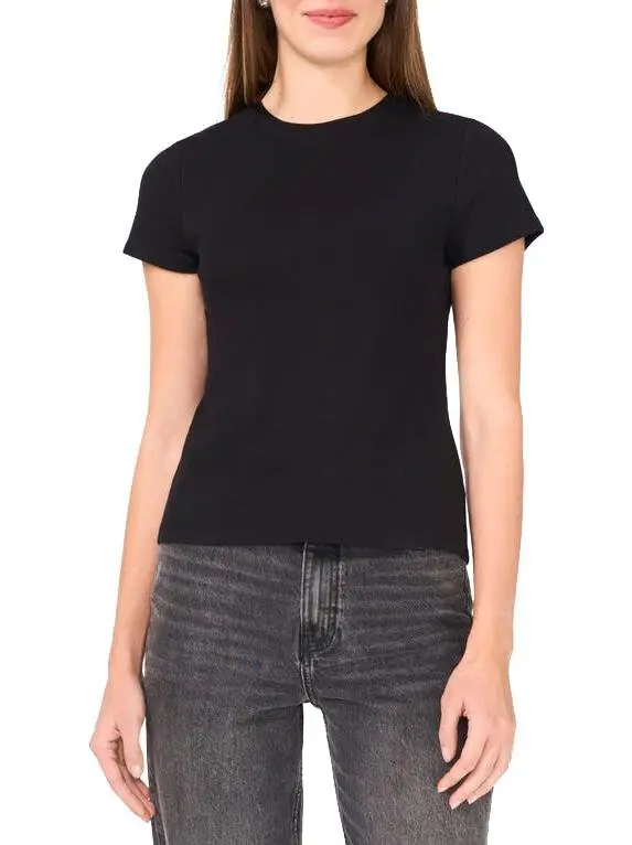 Halogen Rib Stretch Cotton T-shirt - Rich Black