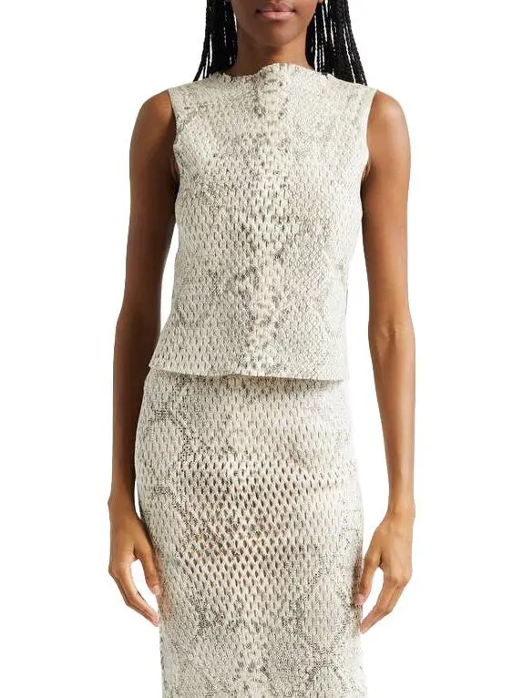 Alexander Wang Snakeskin Print Slashed Leather Tank - Black/ White