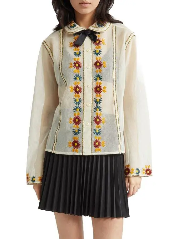 BODE Candyfloss Cotton Blouse - White Multi