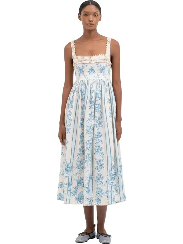 AURORA Barbara Bougainvillea Midi Dress - Multicolor