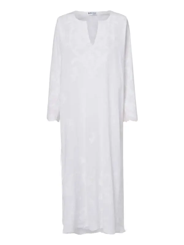 JULIET DUNN Embroidered Cotton Kaftan - White