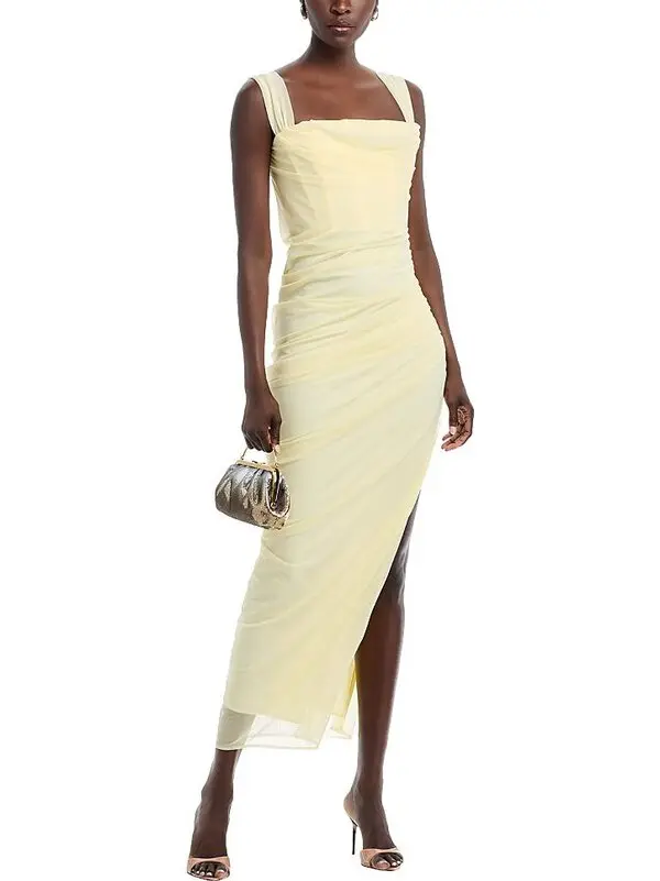 Aqua Ruched Mesh Dress - Butter