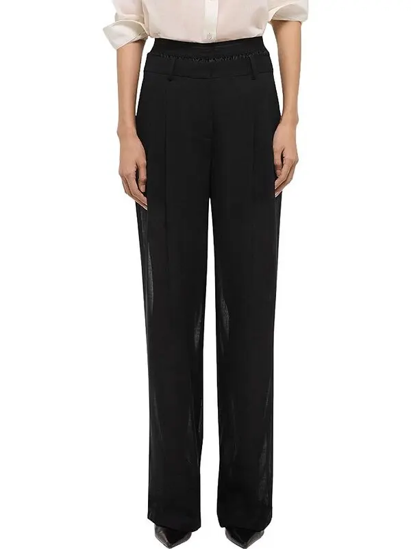 Helmut Lang Wool Blend Double Pleated Trousers - Black