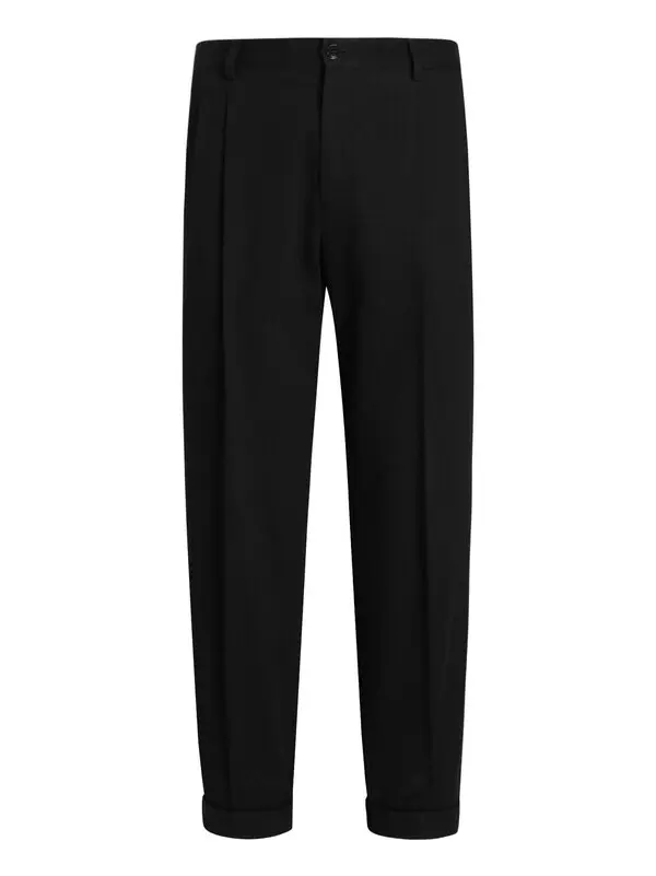 Dolce & Gabbana Cotton Gabardine Pants With Double Darts - Black