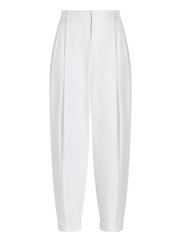 Dolce & Gabbana Cotton Gabardine Pants With Double Darts - White