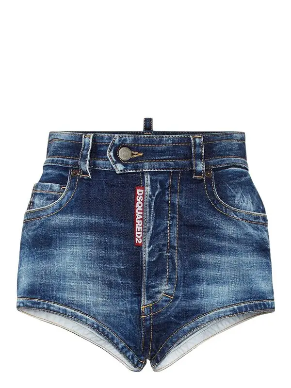Dsquared2 Washed Denim Shorts - Navy Blue
