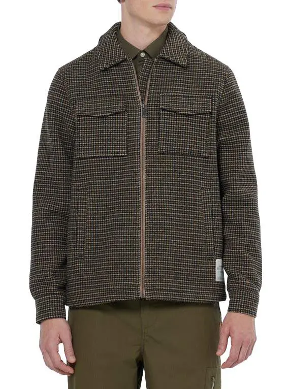 Scotch & Soda Houndstooth Wool Blend Zip Jacket - Black Spring Blue Check