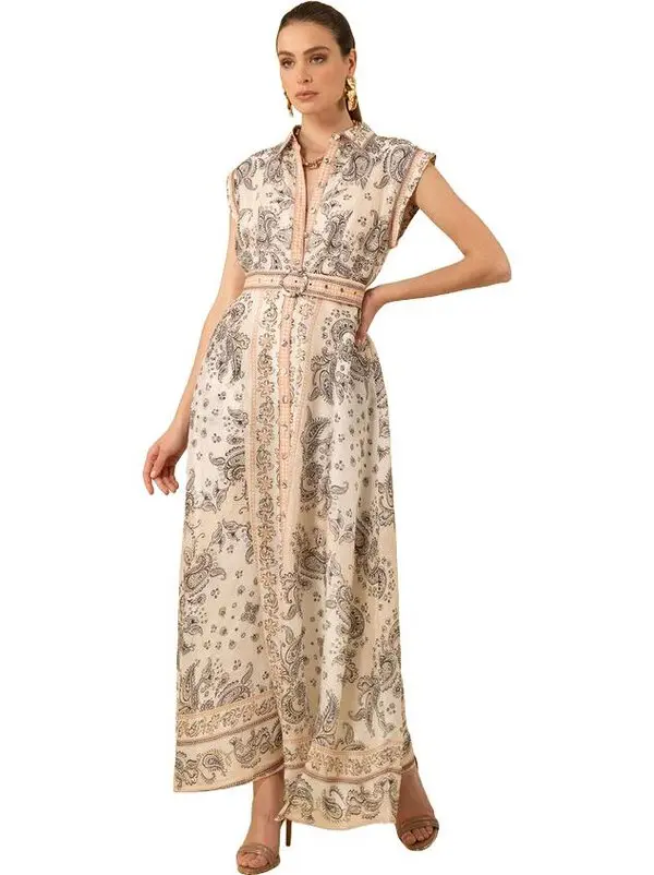 Hale Bob Holland Organza Maxi Dress - Brown / Neutral
